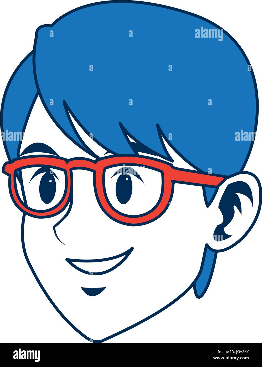 man face character smiling with blue hair and glasses Stock Vector ...