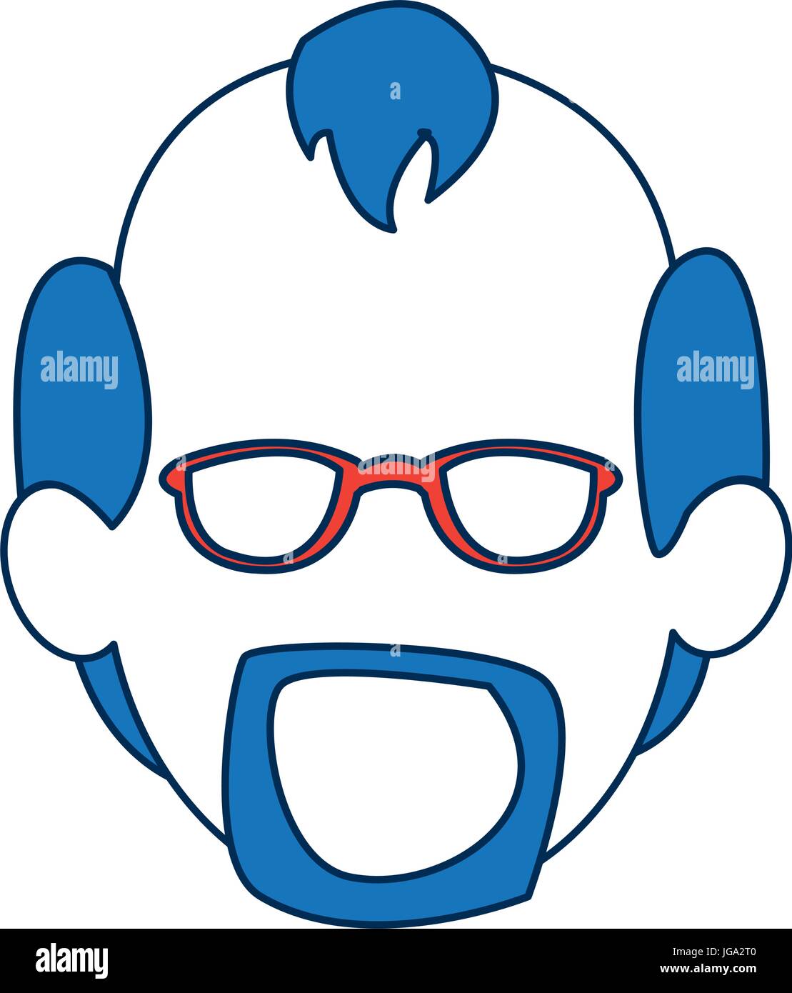 man faceless wearing glasses blue hair in white background Stock Vector ...