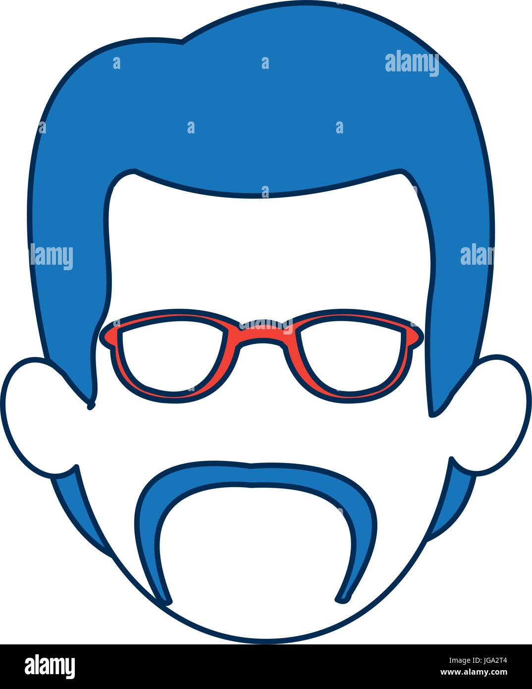 man faceless wearing glasses blue hair in white background Stock Vector ...