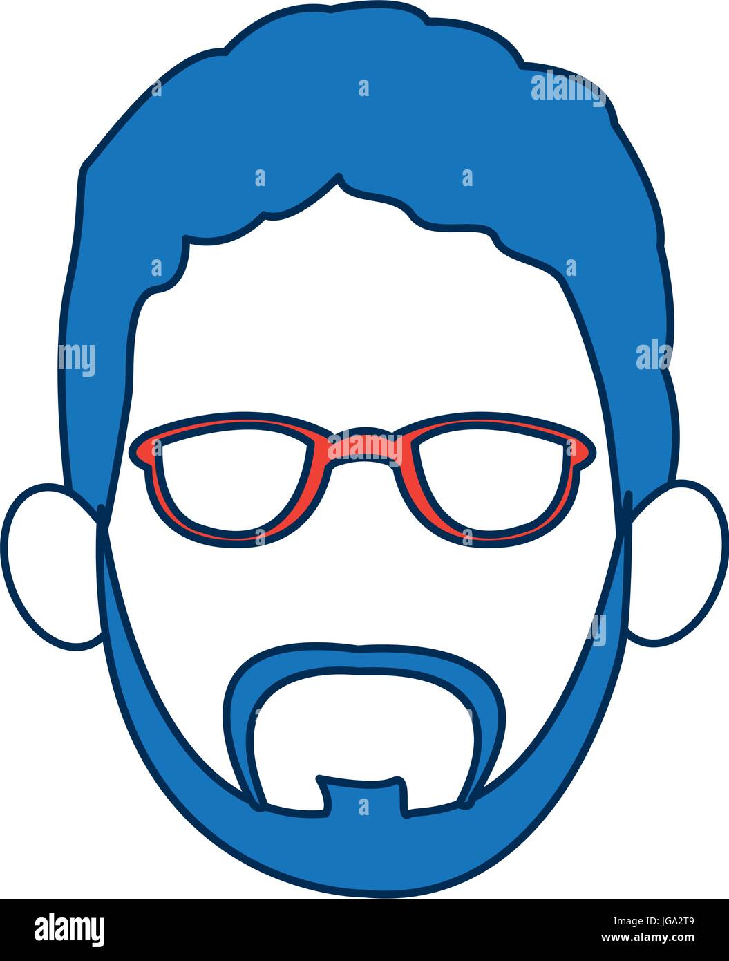 man faceless wearing glasses blue hair in white background Stock Vector ...