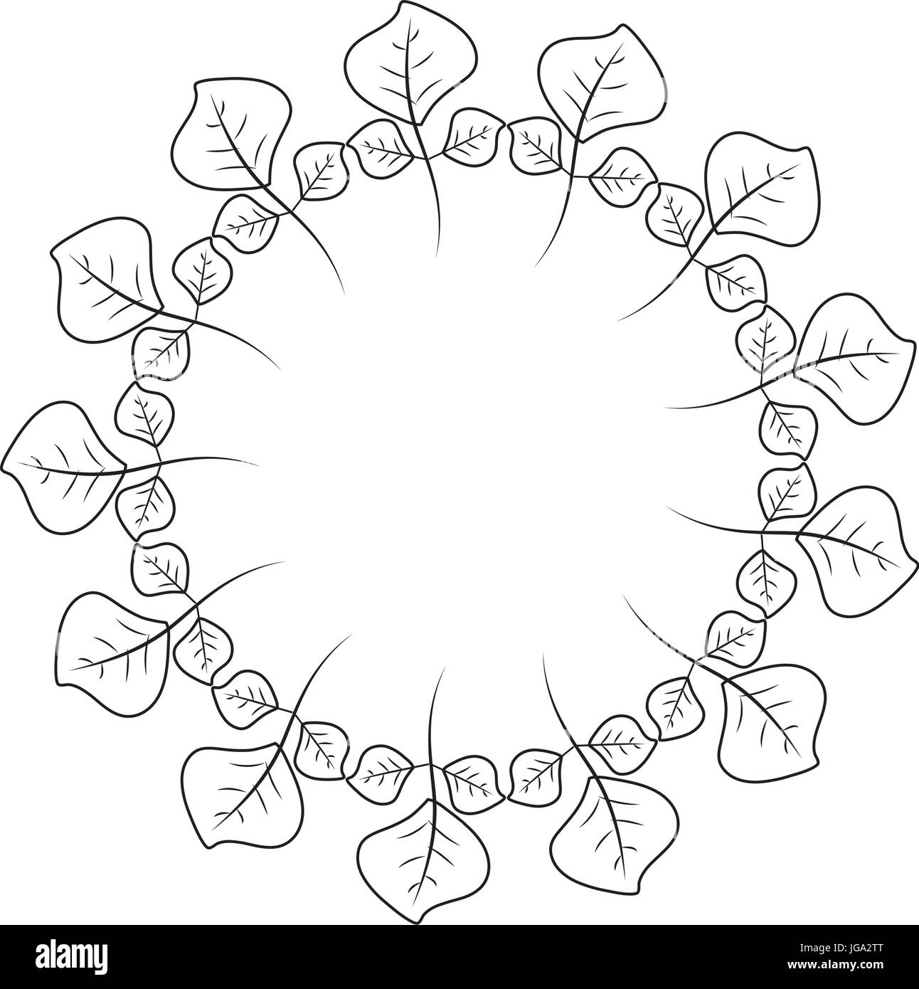 line beauty circle of leaves decoration design Stock Vector Image & Art ...