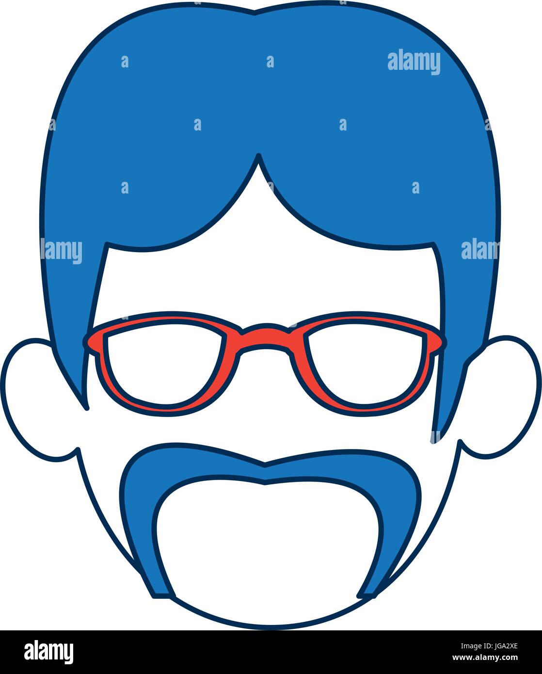 man faceless wearing glasses blue hair in white background Stock Vector ...