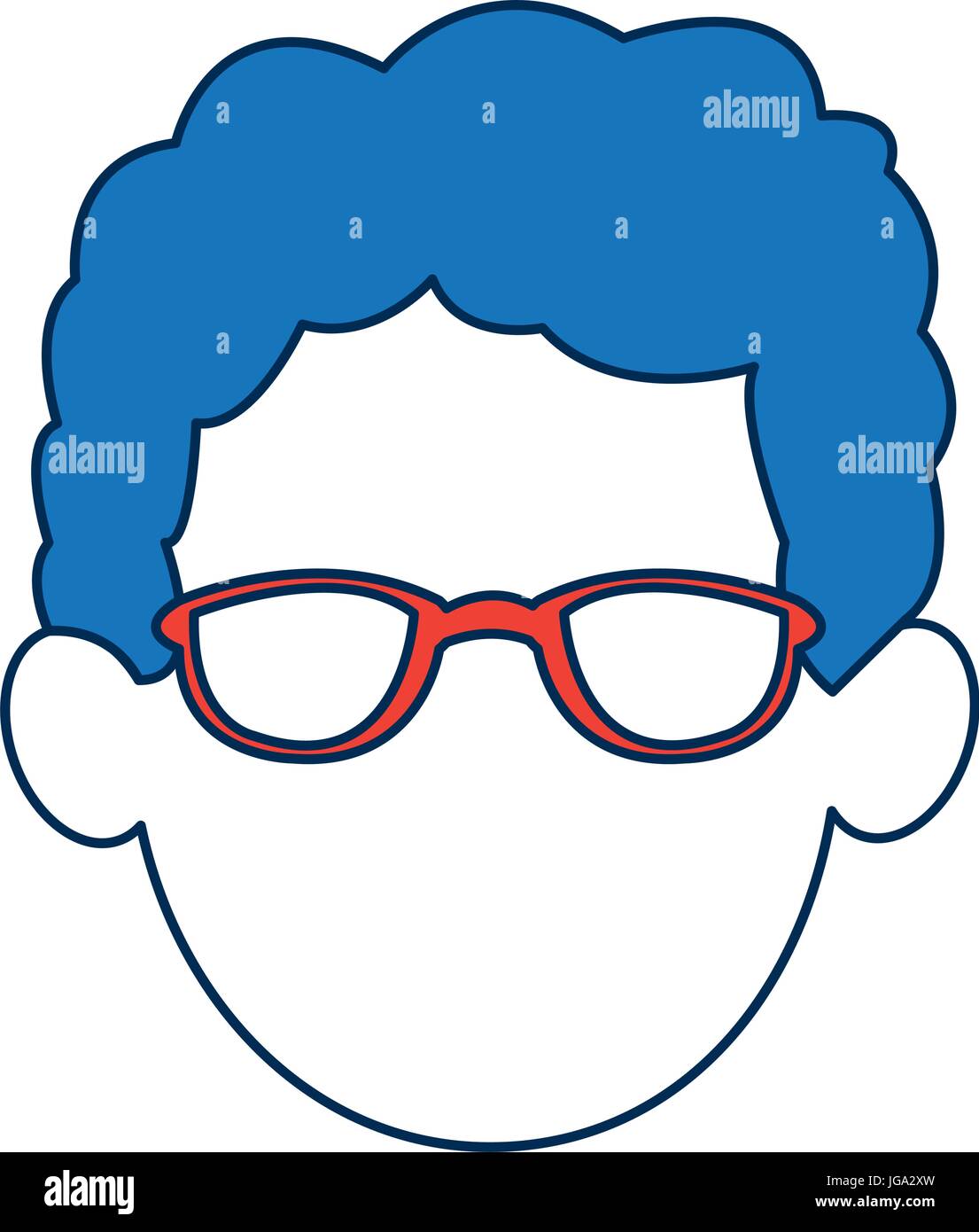 man faceless wearing glasses blue hair in white background Stock Vector ...
