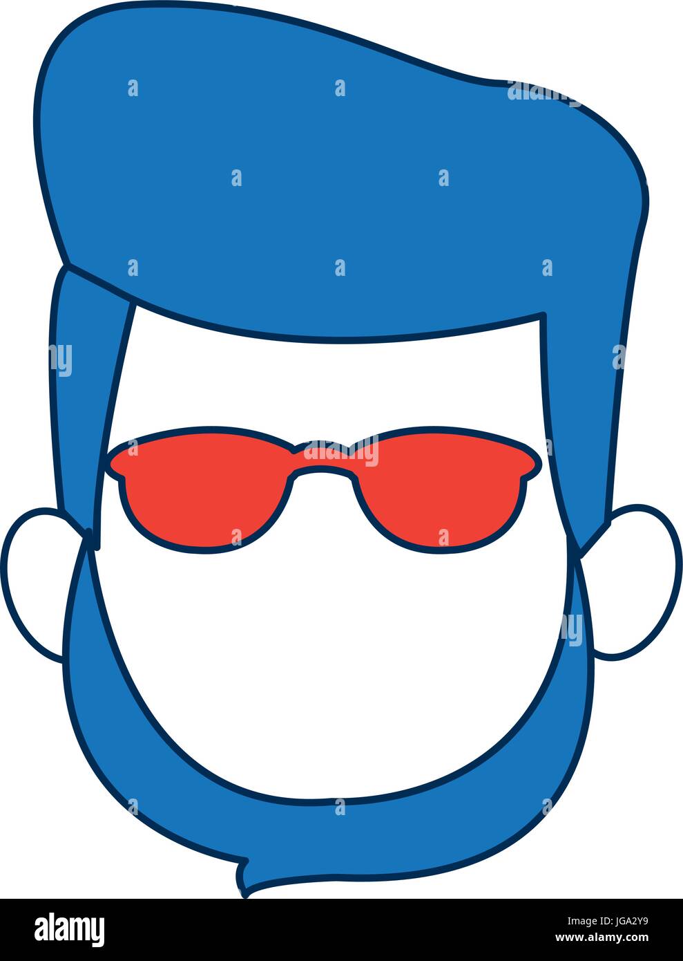 man faceless wearing glasses blue hair in white background Stock Vector ...