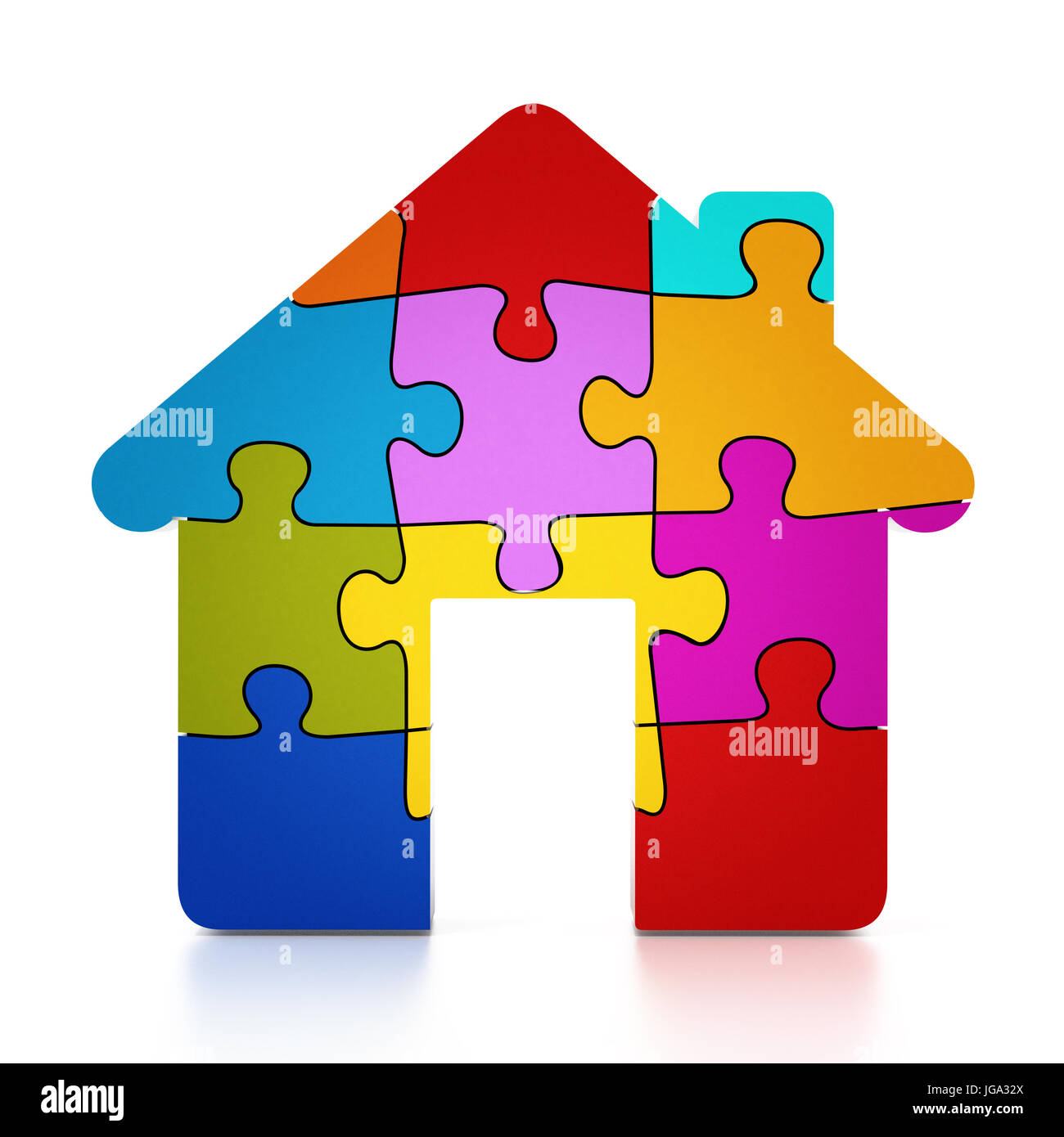 Jigsaw puzzle pieces house symbol hi-res stock photography and images ...