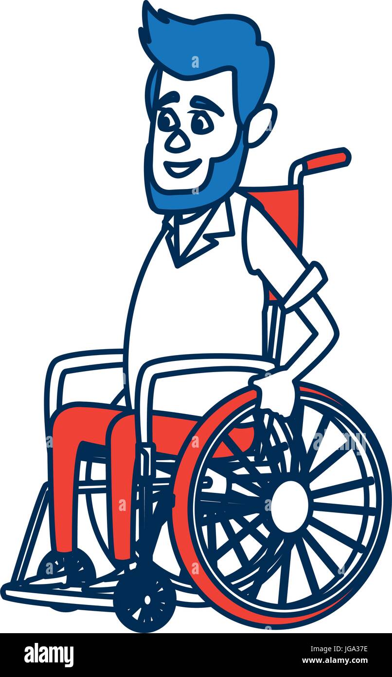 disabled man isolated on white background. a man in a wheelchair ...