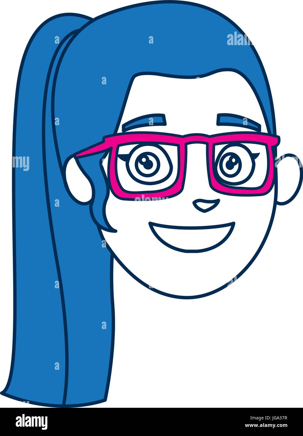 face woman smiling character with blue hair glasses Stock Vector Image ...
