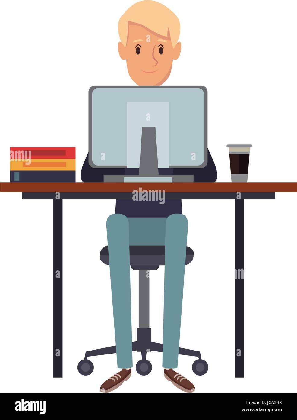 One man looking at computer screen Stock Vector Images - Alamy