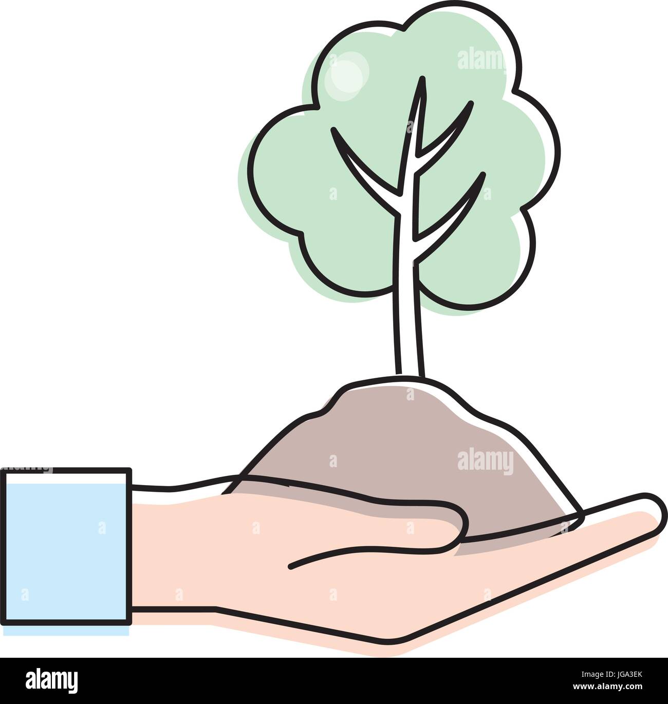 hand with natural tree and ground icon Stock Vector Image & Art - Alamy