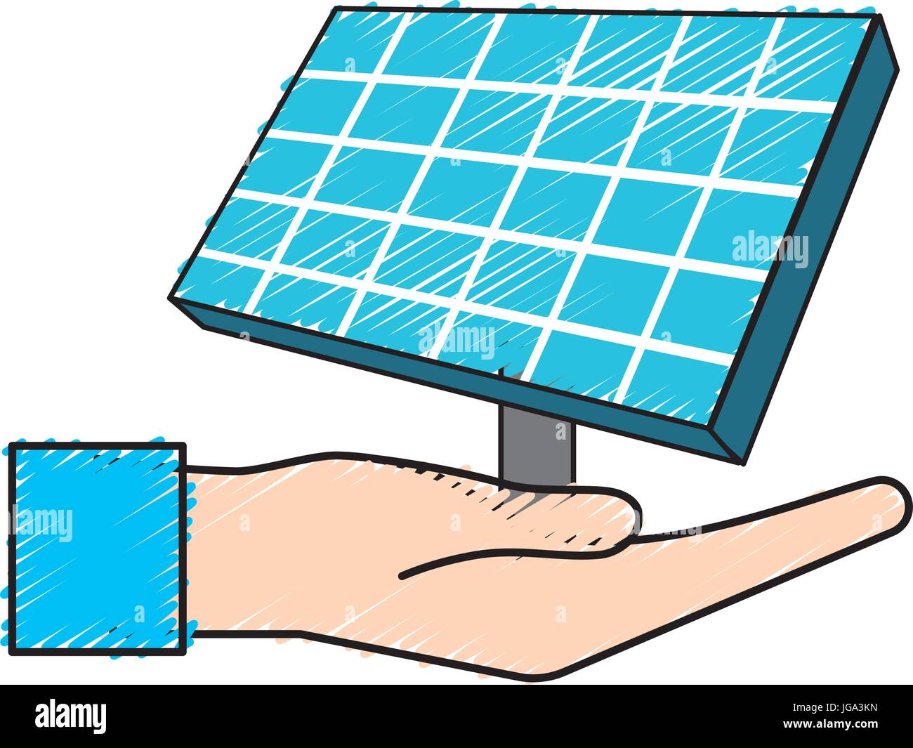 hand with solar energy element to reuse energy Stock Vector Image & Art ...