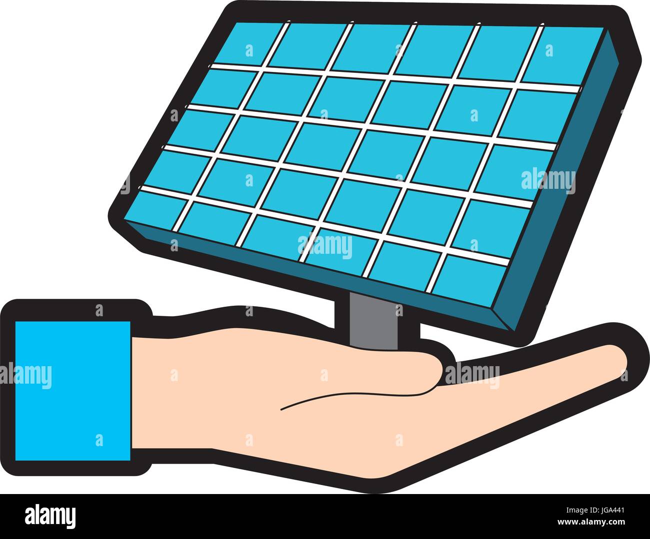 hand with solar energy element to reuse energy Stock Vector Image & Art ...