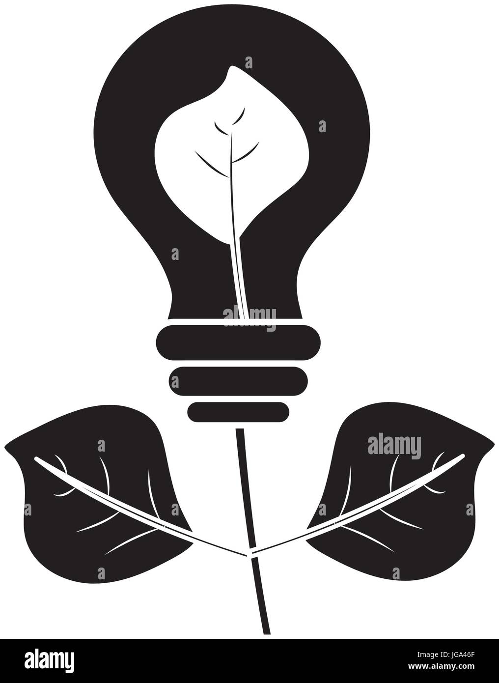 contour energy bulb plant with leaves to ecology care Stock Vector ...