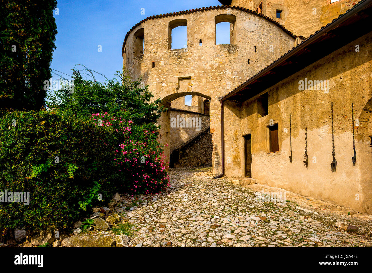 Italy Trentino Calliano Castel Pietra Big Court - Rivellino Stock Photo ...