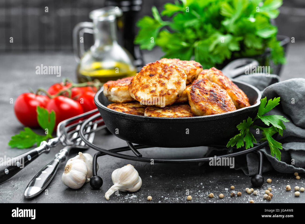 Chicken meat cutlets Stock Photo - Alamy