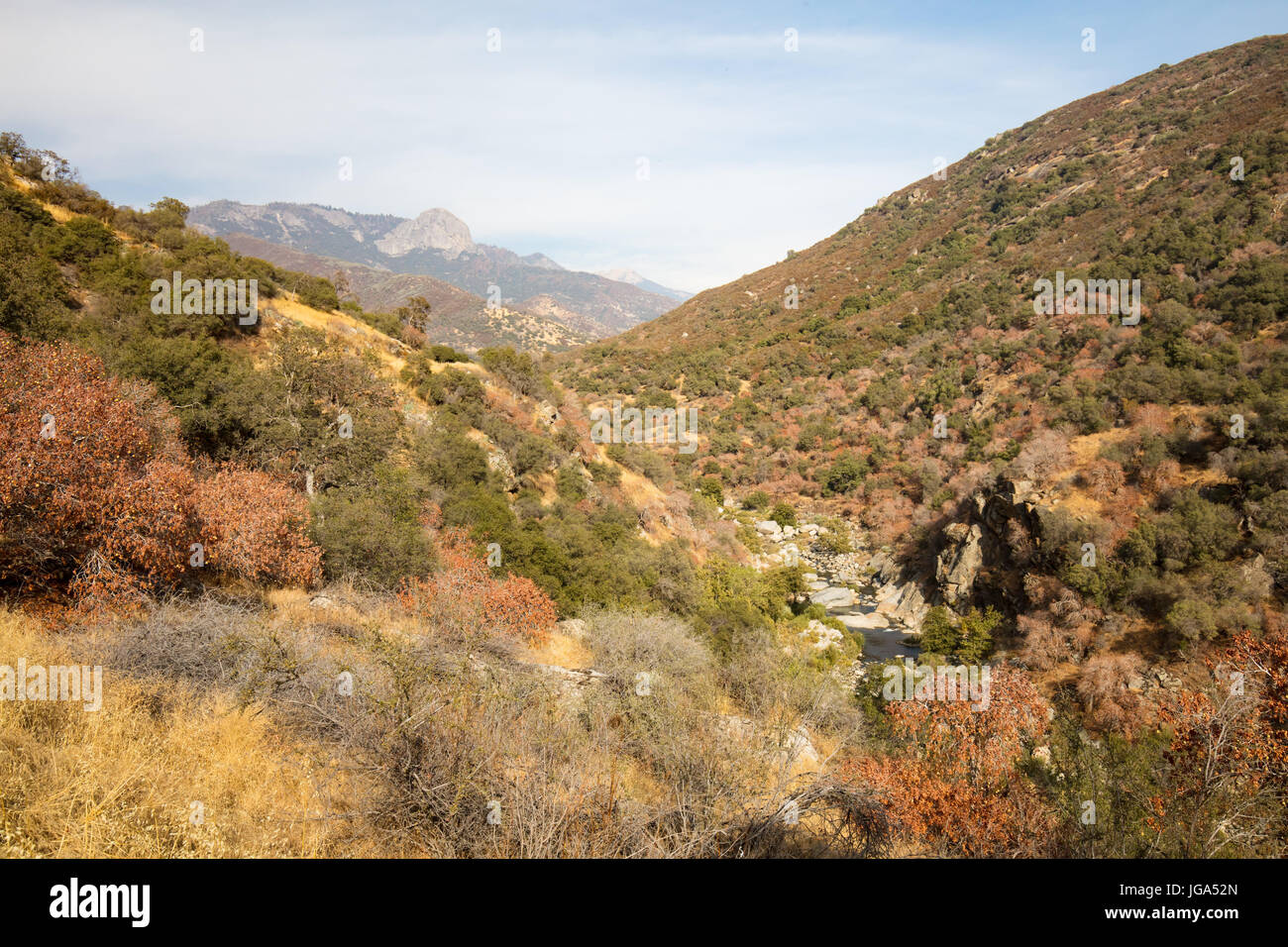 The valley view at the entrance to Sequoia National Park on Generals ...