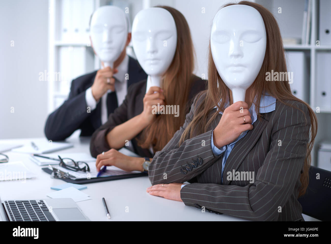 Group of business people at a meeting. Negative concept, Lack of ...
