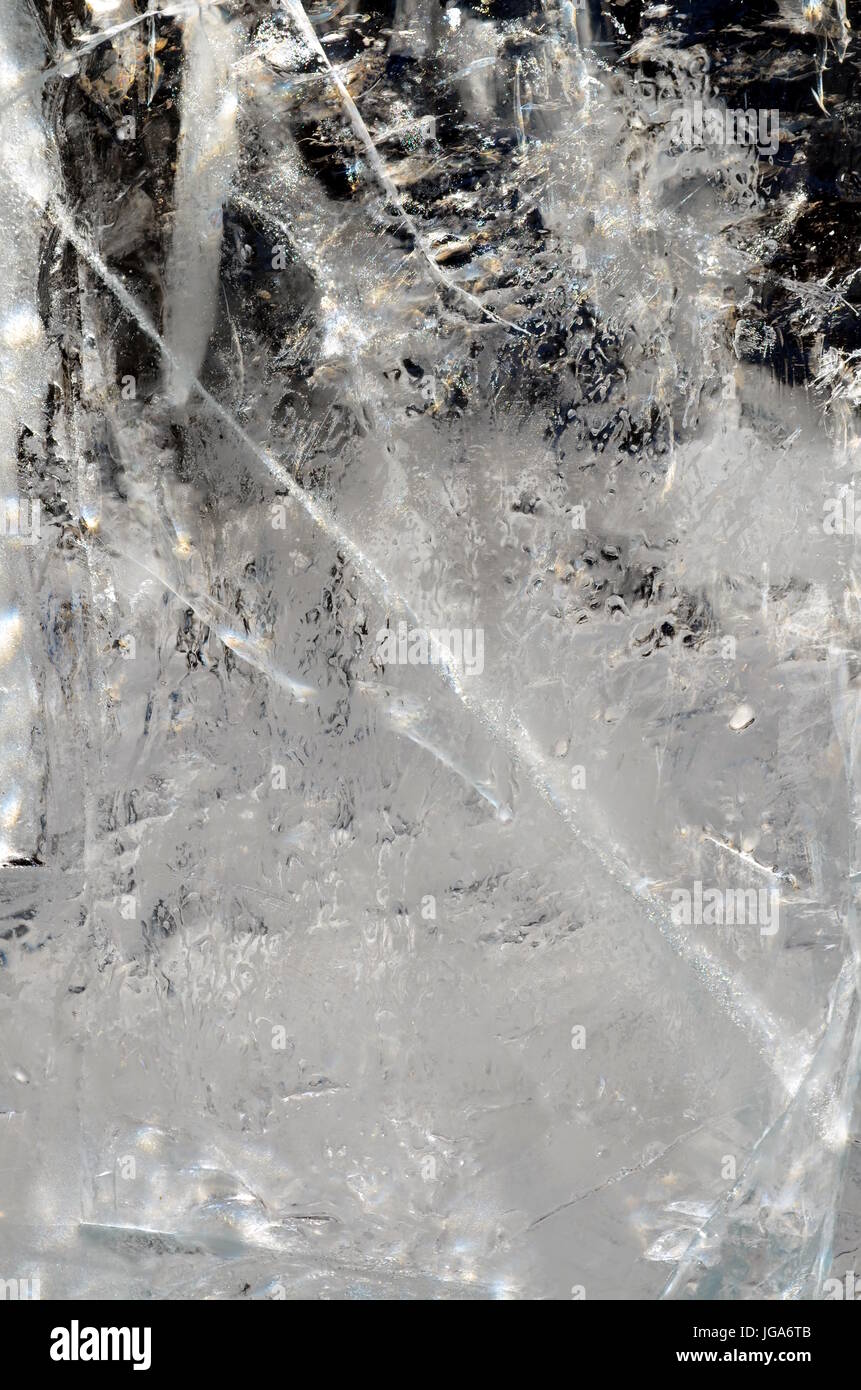 Natural transparent ice crystals texture cracked background Stock Photo ...