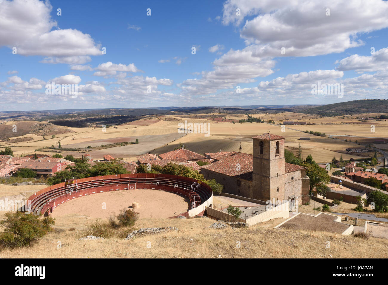 bullring and Santa Maria del Rey, church, Atienza Guadalajara province ...