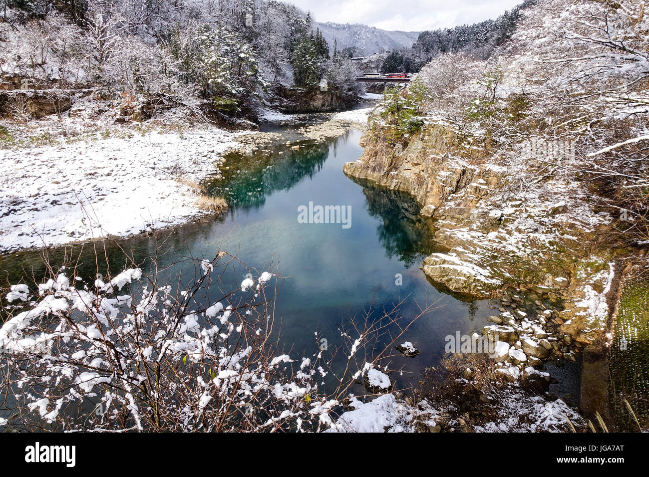 Winter scene with the pond at forest in winter Stock Photo - Alamy