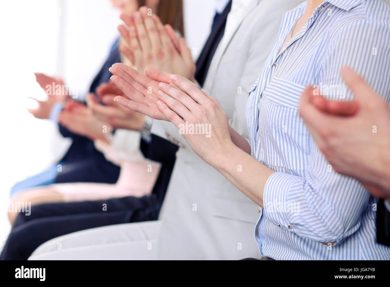 Woman clapping hands gesturing hi-res stock photography and images - Alamy