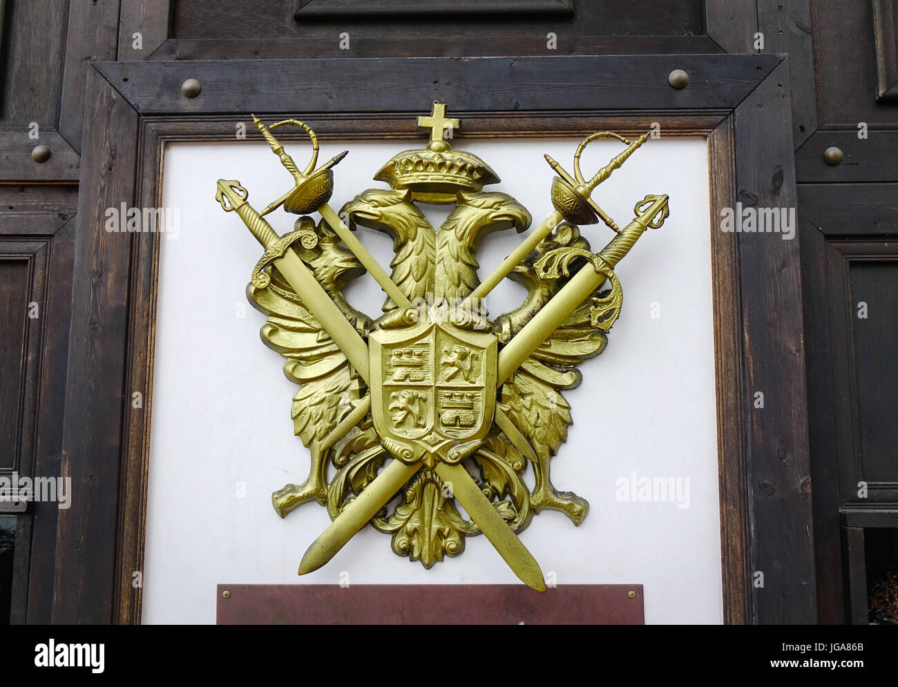 Symbol of Russia, two headed eagle at the ancient palace in Saint ...