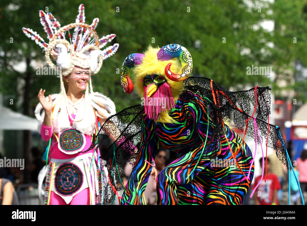 Street performers entertaining the crowds at the Montreal International ...