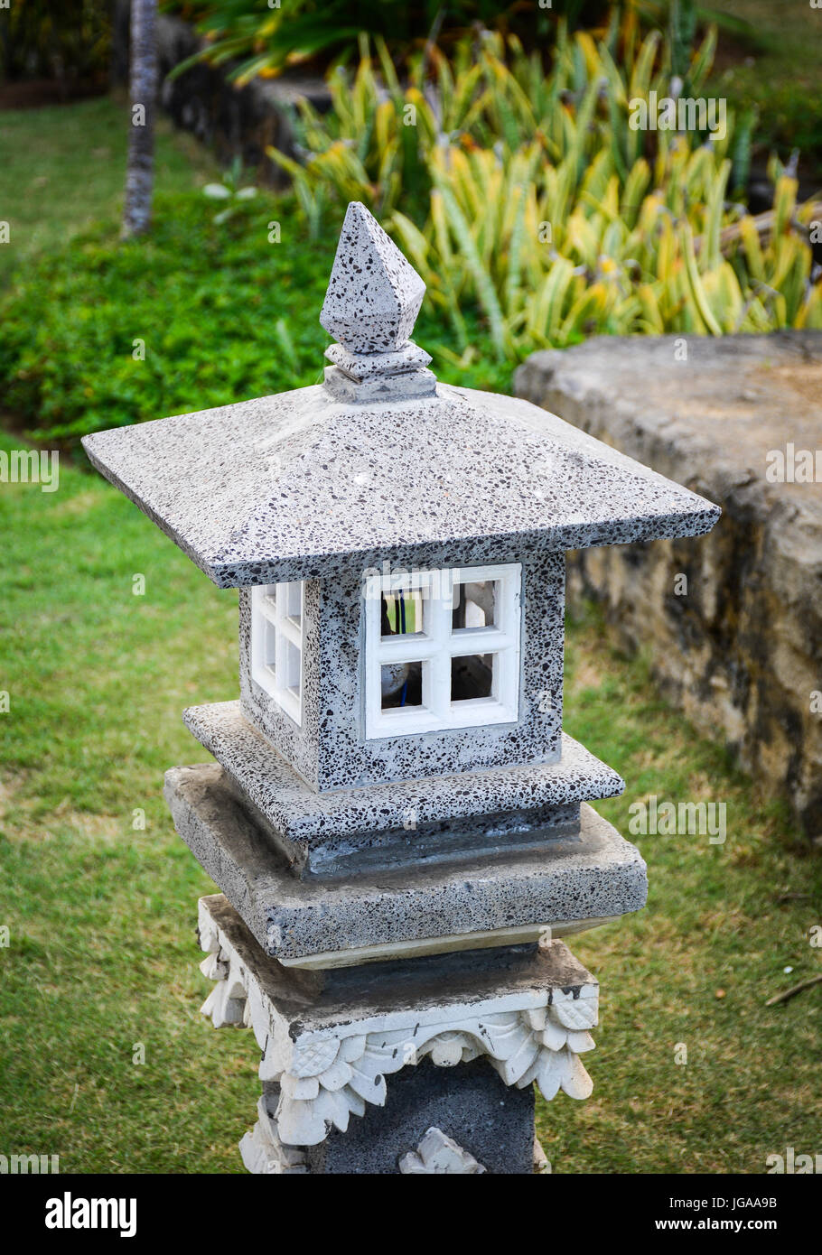 Stone lantern for decoration at the garden. Close up Stock Photo - Alamy