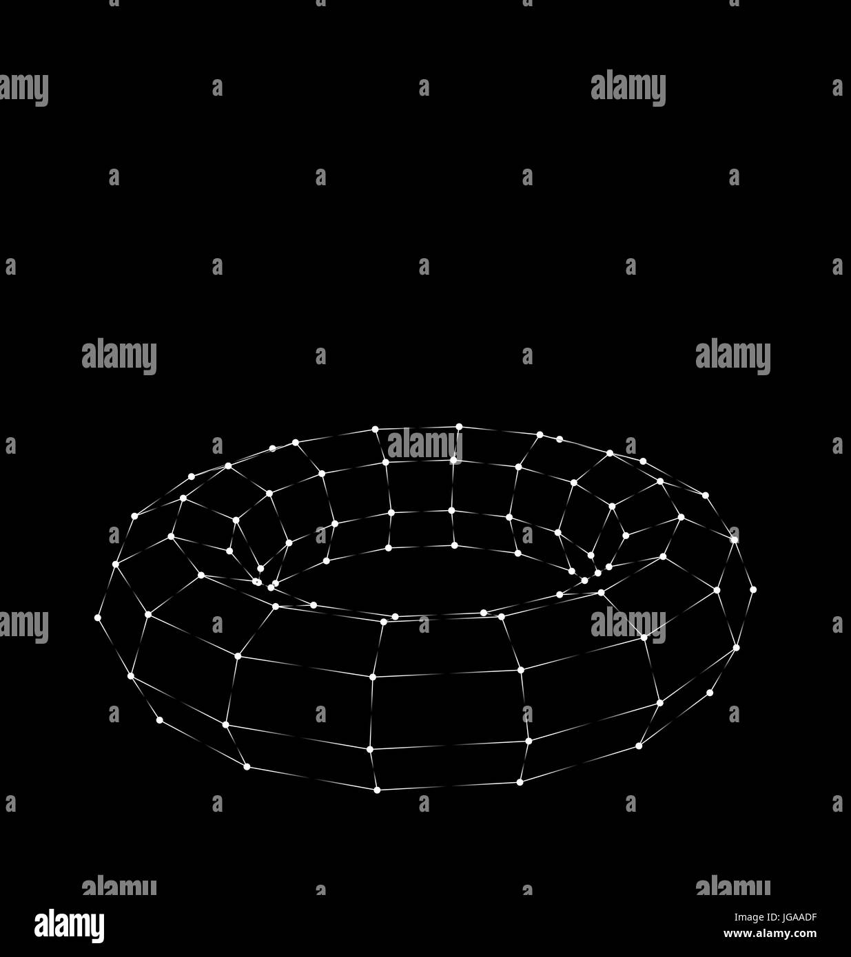 Wireframe polygonal element. 3D Torus with Diamonds Stock Photo - Alamy