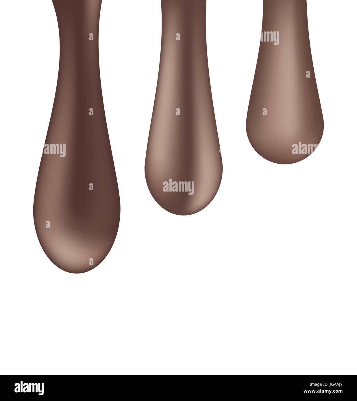 Illustration set different chocolate droplets isolated on white ...