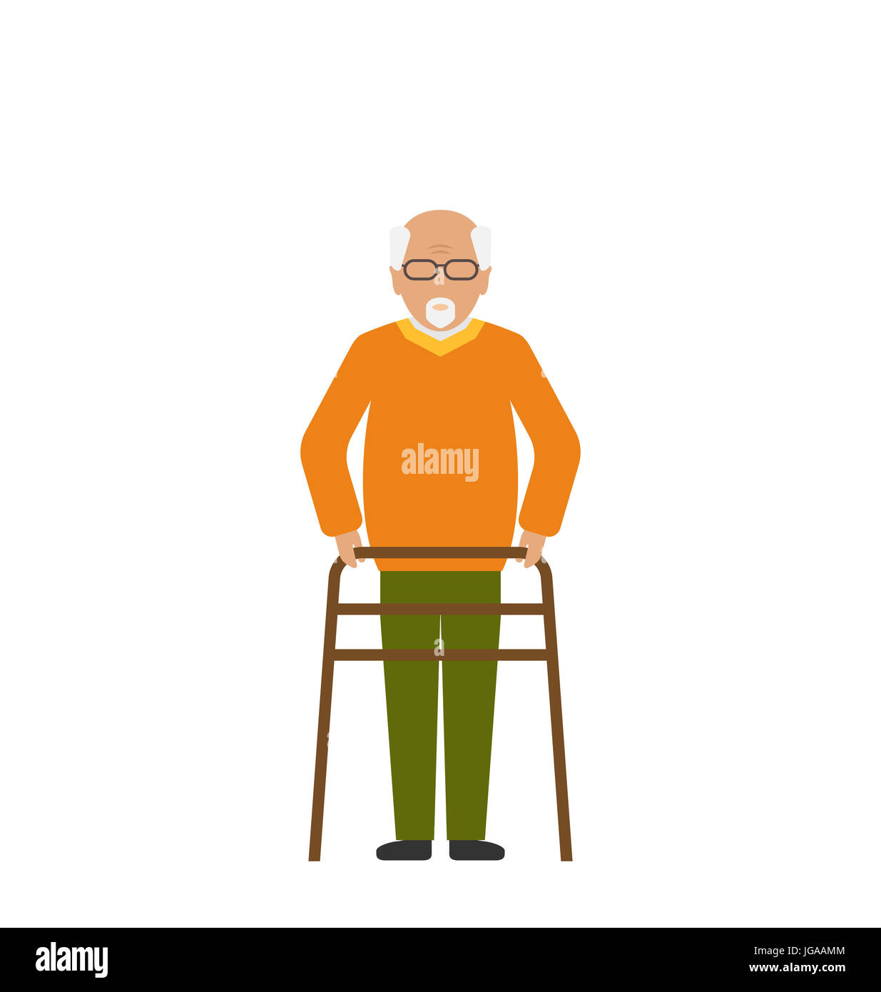 Illustration Old Disabled Man Isolated on White Background. Cripple ...