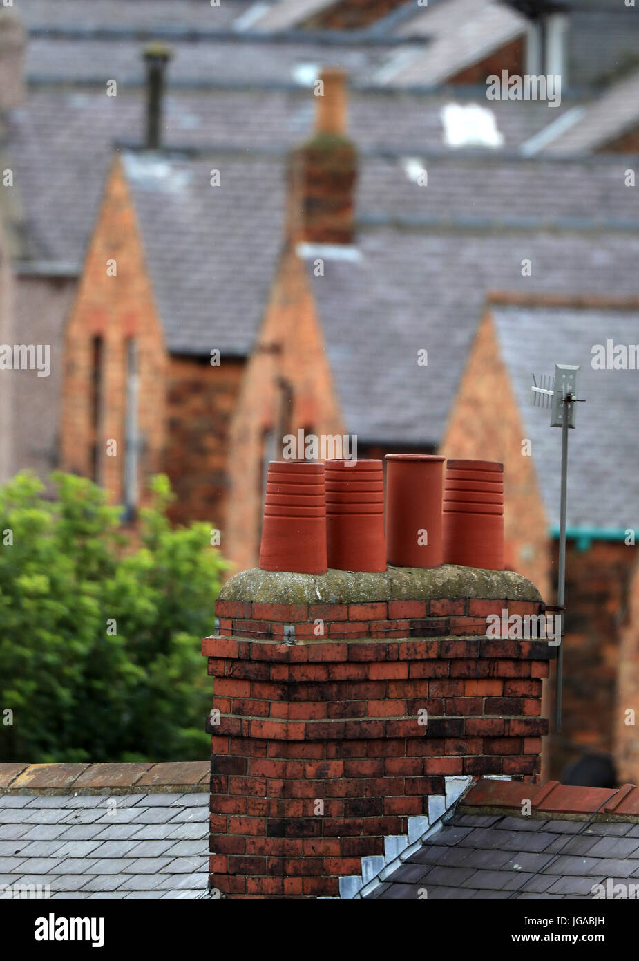 A general view of a chimney on housing in Scarborough, North Yorkshire ...
