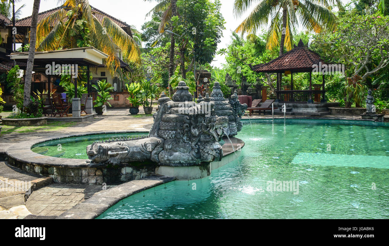 Bali, Indonesia - Apr 22, 2016. Swimming pool at luxury resort in Bali ...