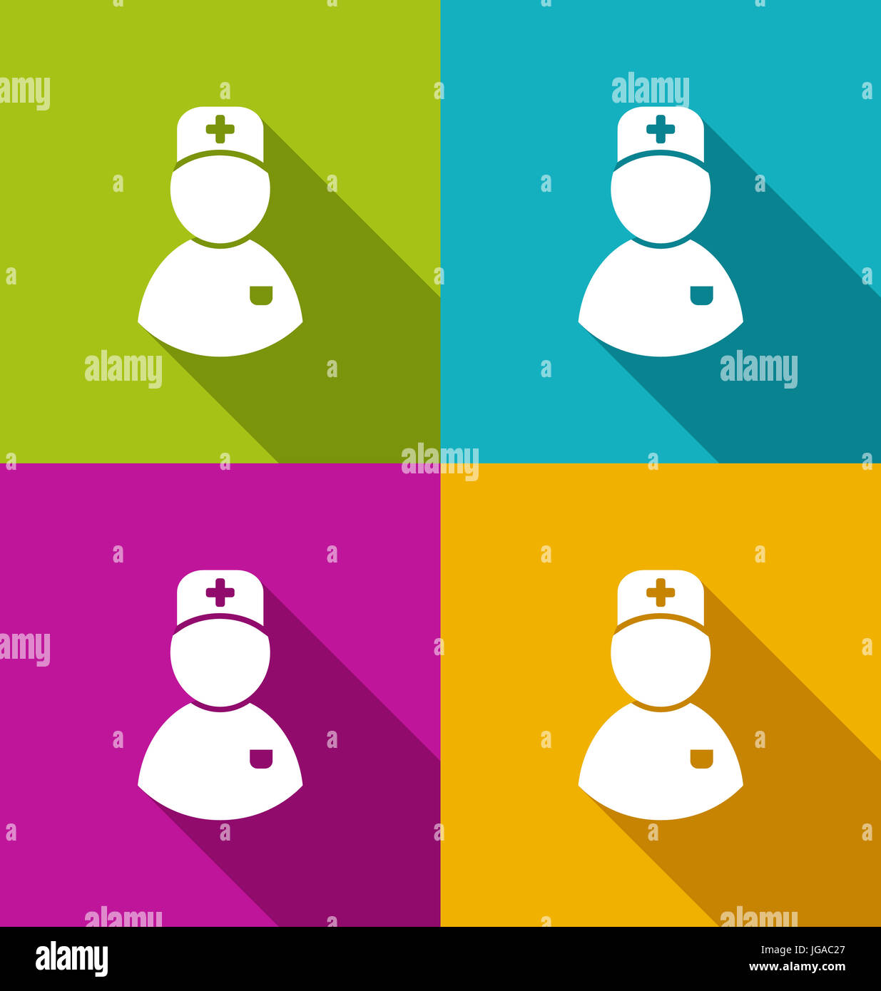 Illustration icons of medical doctor with shadow in modern flat design ...