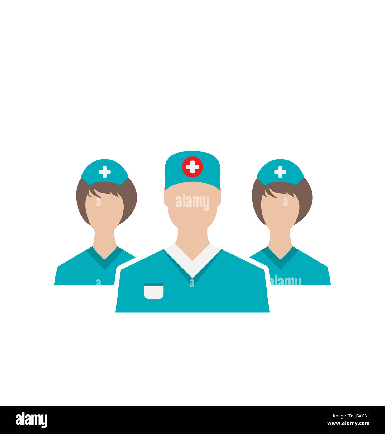 Illustration icons set of medical employees in modern flat design style ...