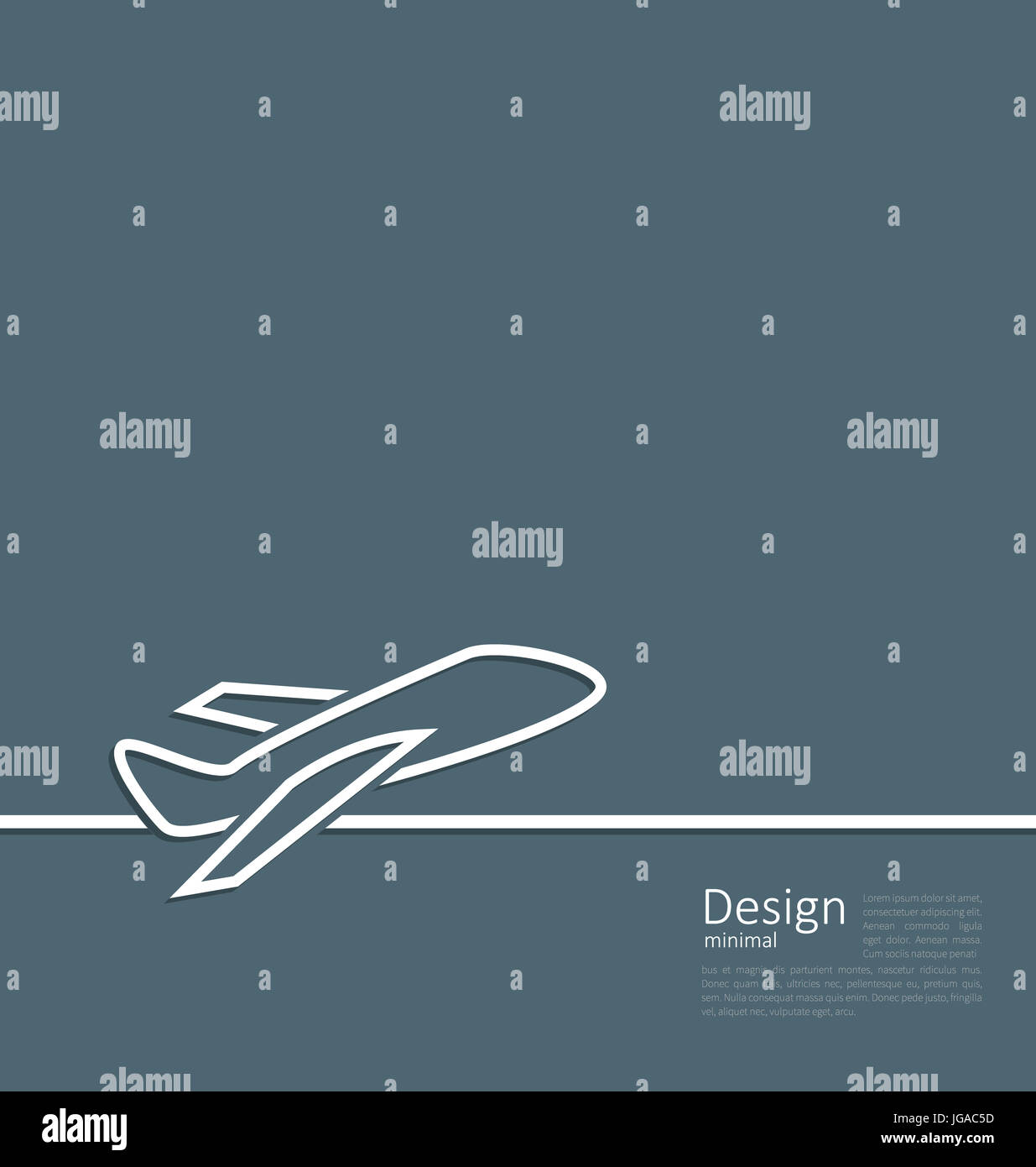 Illustration web template logo of plane in minimal flat style line ...