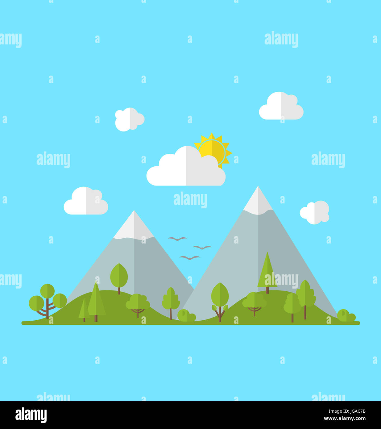 Landscape woods valley hill forest land scene view background Stock ...