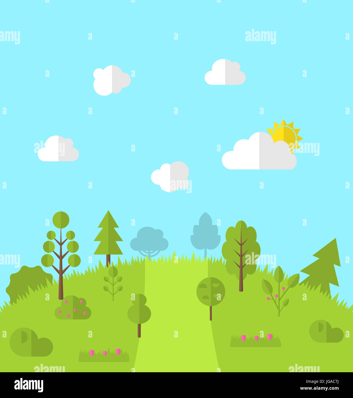 Landscape woods valley hill forest land scene view background Stock ...