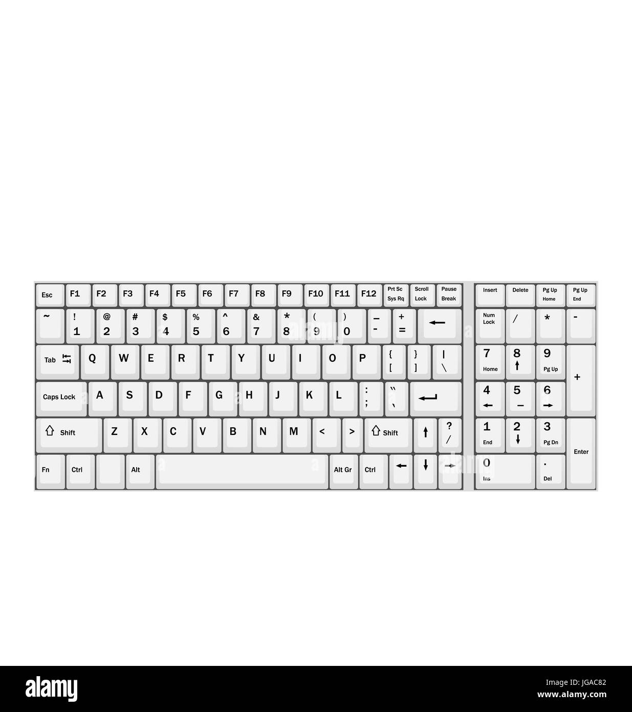 Illustration Computer Realistic White Keyboard Isolated on White ...
