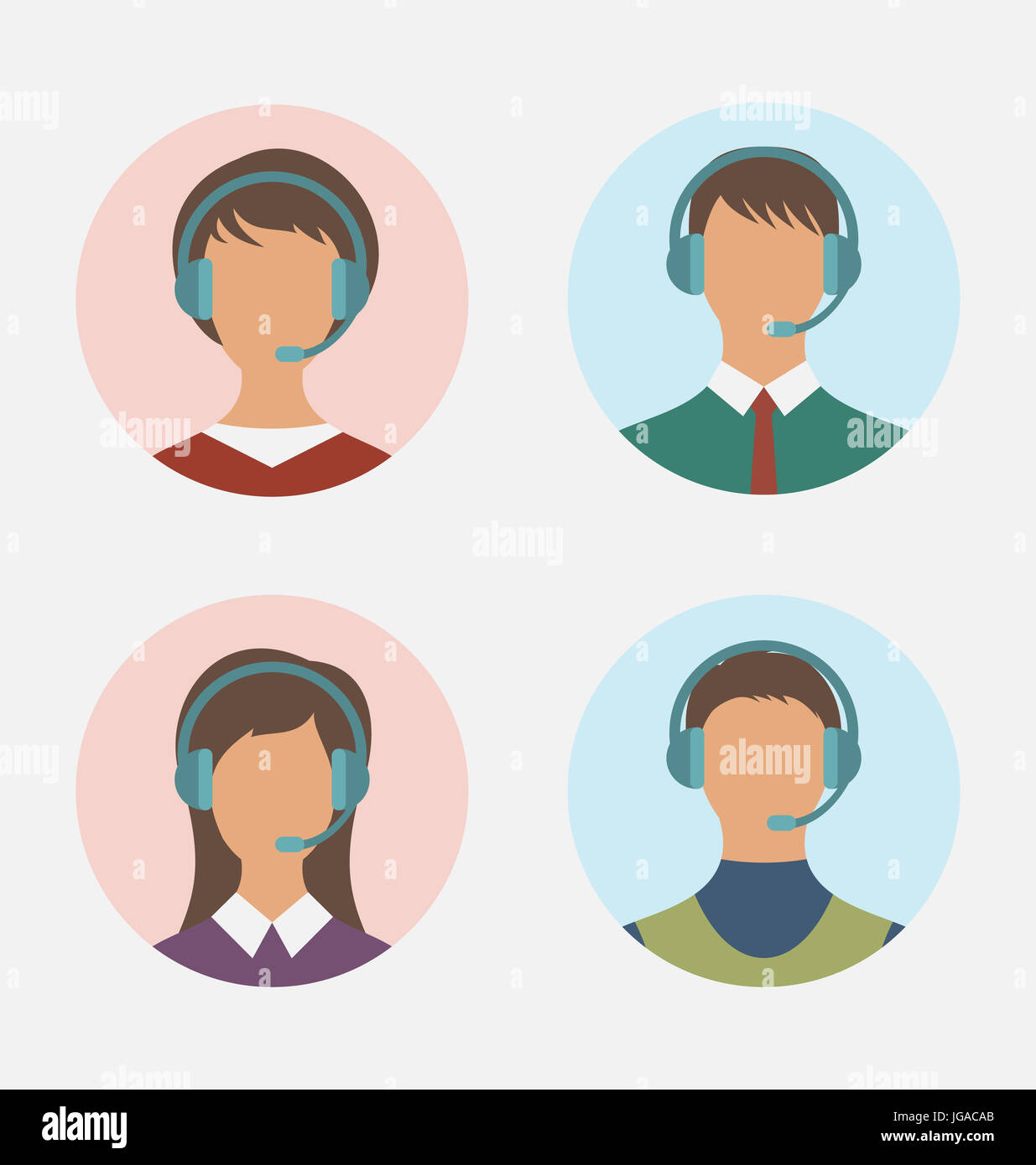 Illustration icons of call center operator with man and woman are ...