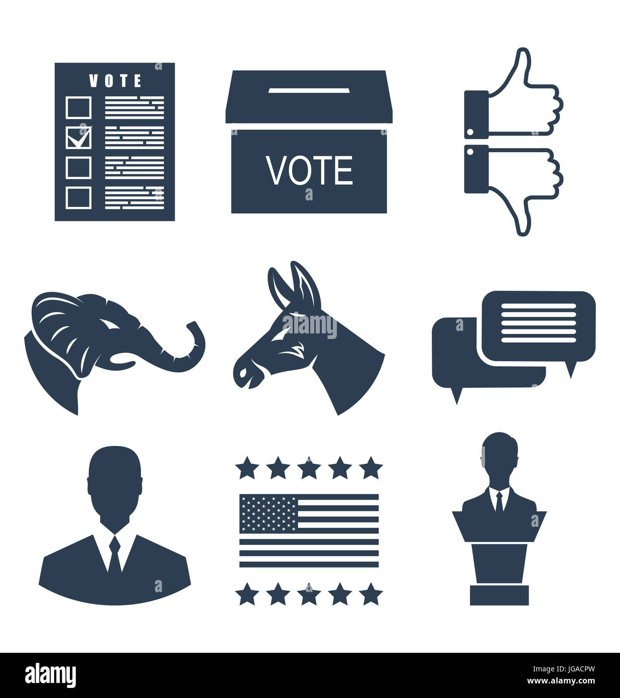 Illustration Elections, Campaign and Voting Set Signs. Symbols Vote of ...