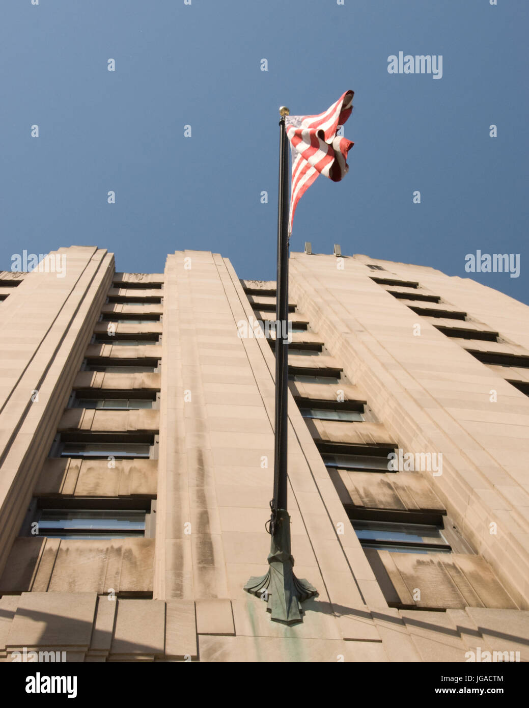 United States Flag Flying on the Times Square Building, Rochester Stock ...