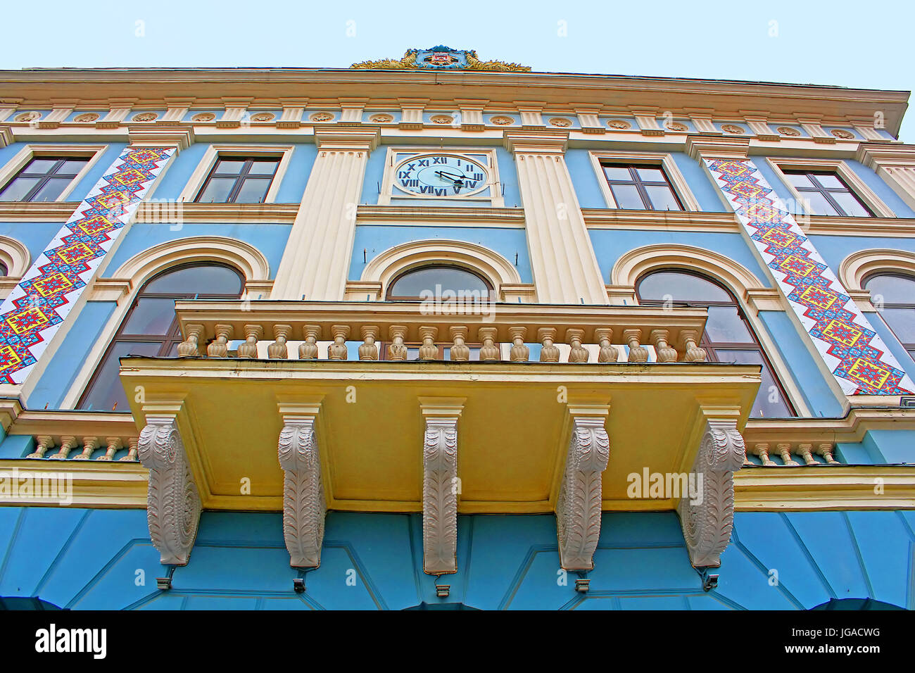 Central square. Municipality of the city. Architecture in the old town ...