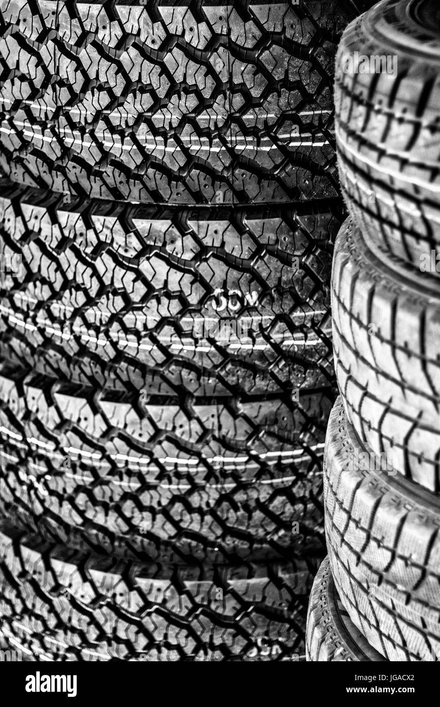 two stacks of tires Stock Photo - Alamy