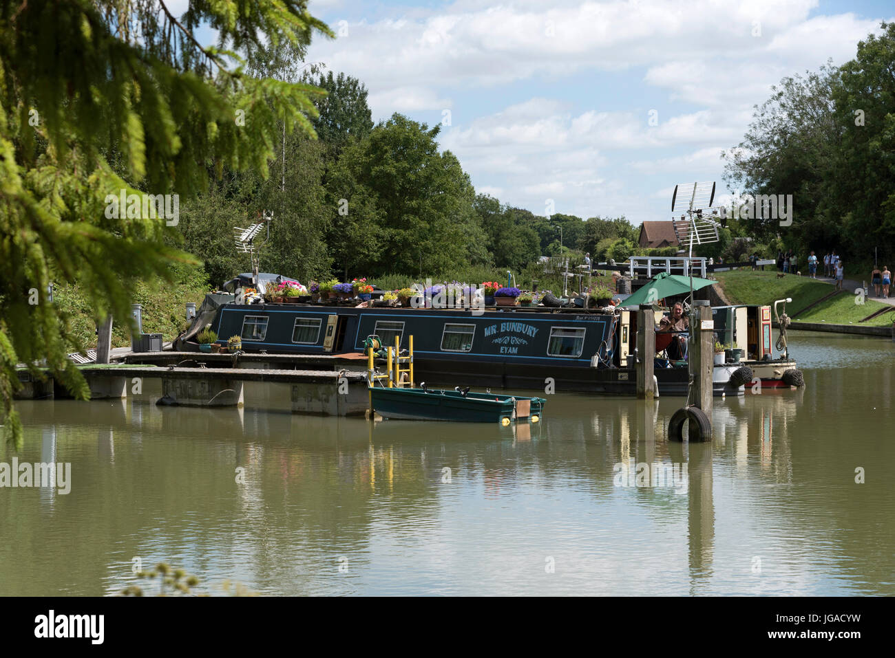 Caen Hill moorings on the Kennet & Avon Canal at Devizes Wiltshire ...