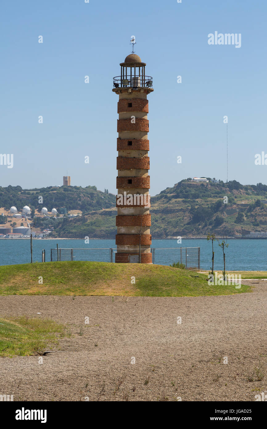 Old Brick Lighthouse in Belem, Lisbon, Portugal Stock Photo - Alamy