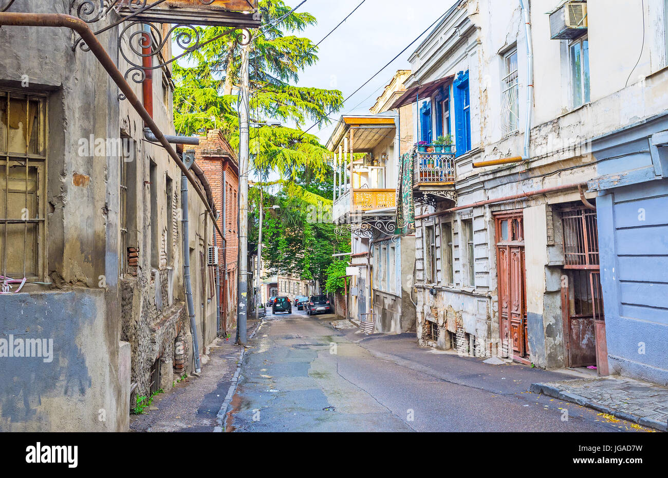 A lot of streets of the old Tbilisi still wait for restoration and are ...