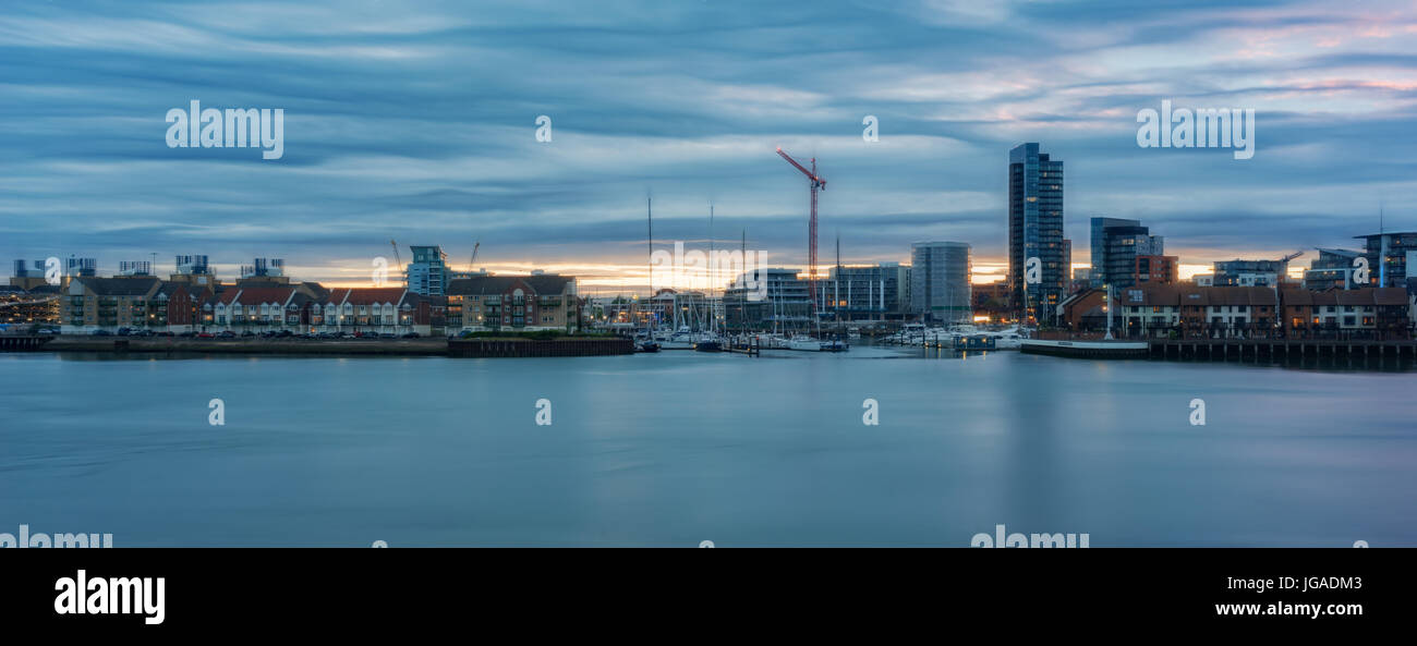 The waterfront in Southampton at twilight on a warm summer's day Stock ...