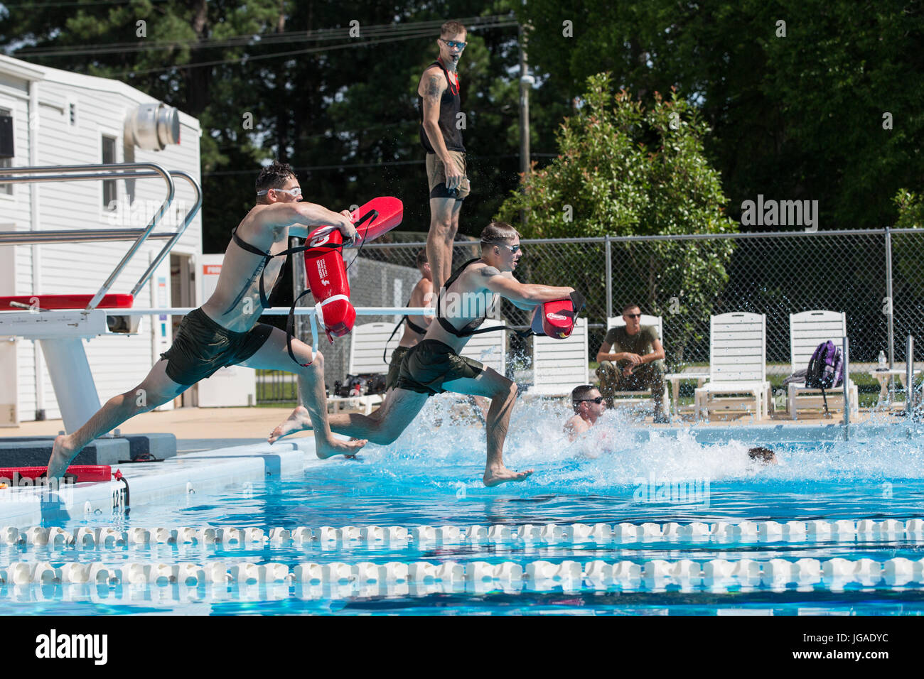 U.S. Marines assigned to the 2nd Marine Aircraft Wing conduct water ...