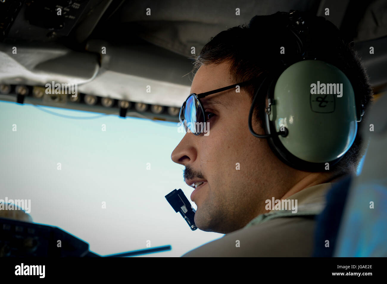A U.S. Air Force KC-135 Stratotanker pilot, assigned to the 340th ...