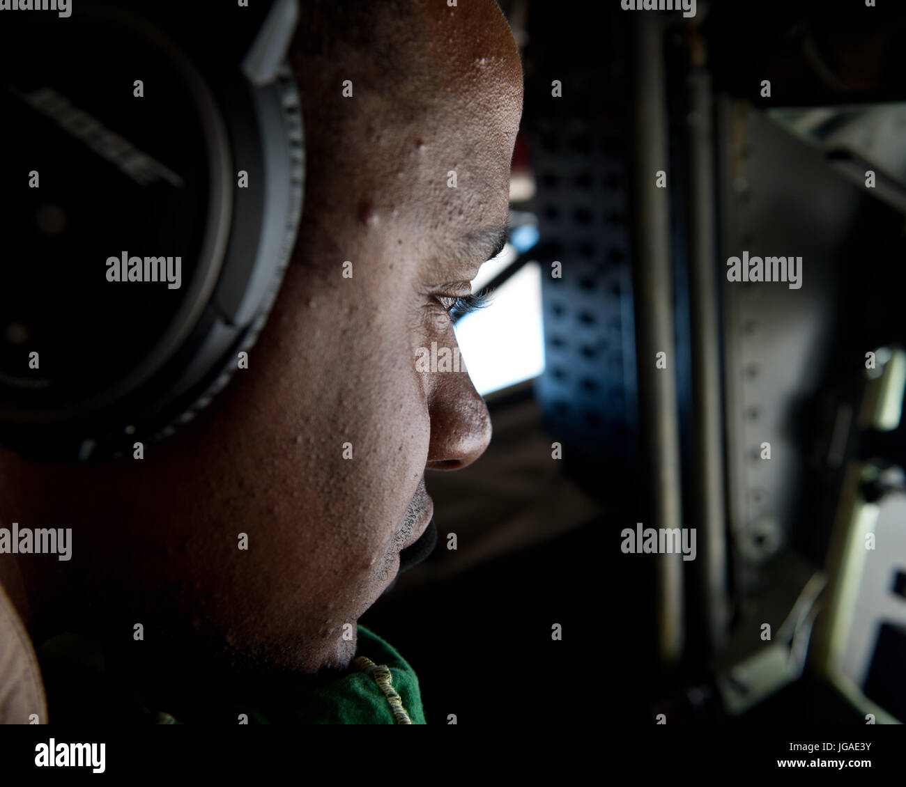 A U.S. Air Force boom operator, with the 340th Expeditionary Air ...